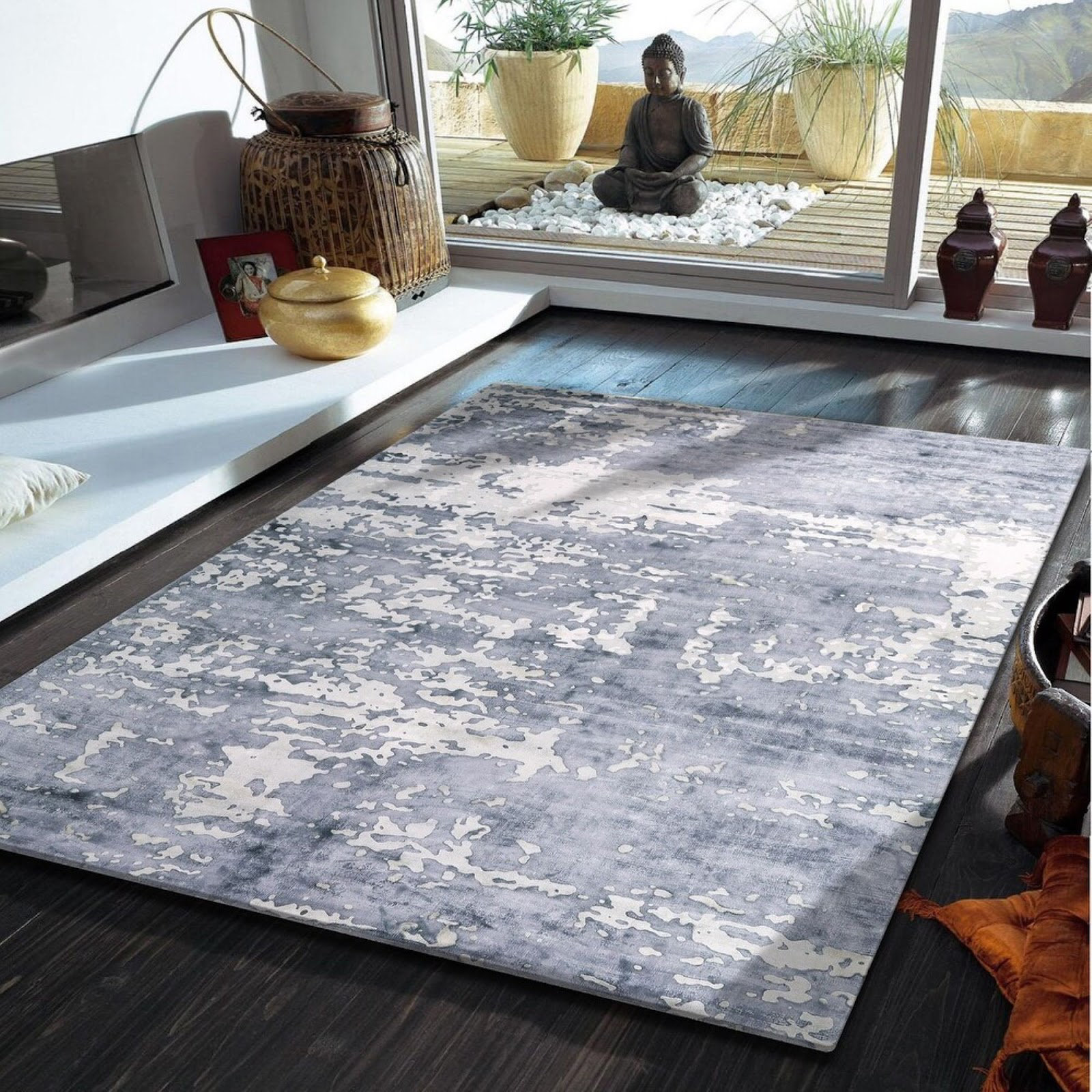 17 Stories Handmade Viscose Smoked Pearl Rug | Wayfair