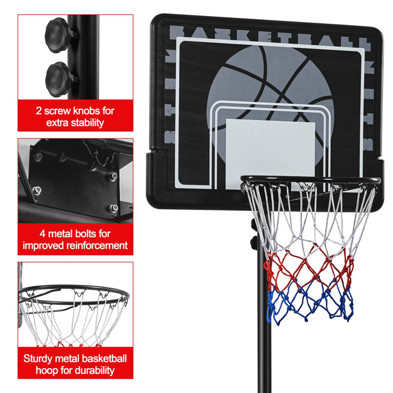 Yaheetech Height Adjustable Metal Portable Full-Size Basketball Hoop ...