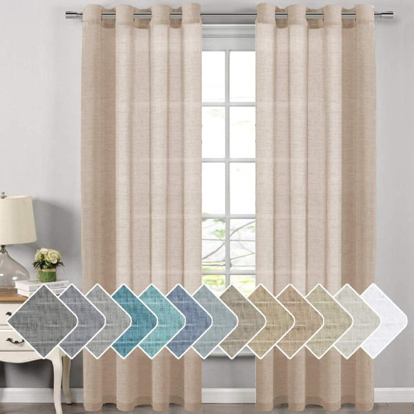 Gracie Oaks Mattelyn Linen Sheer Curtain Pair | Wayfair