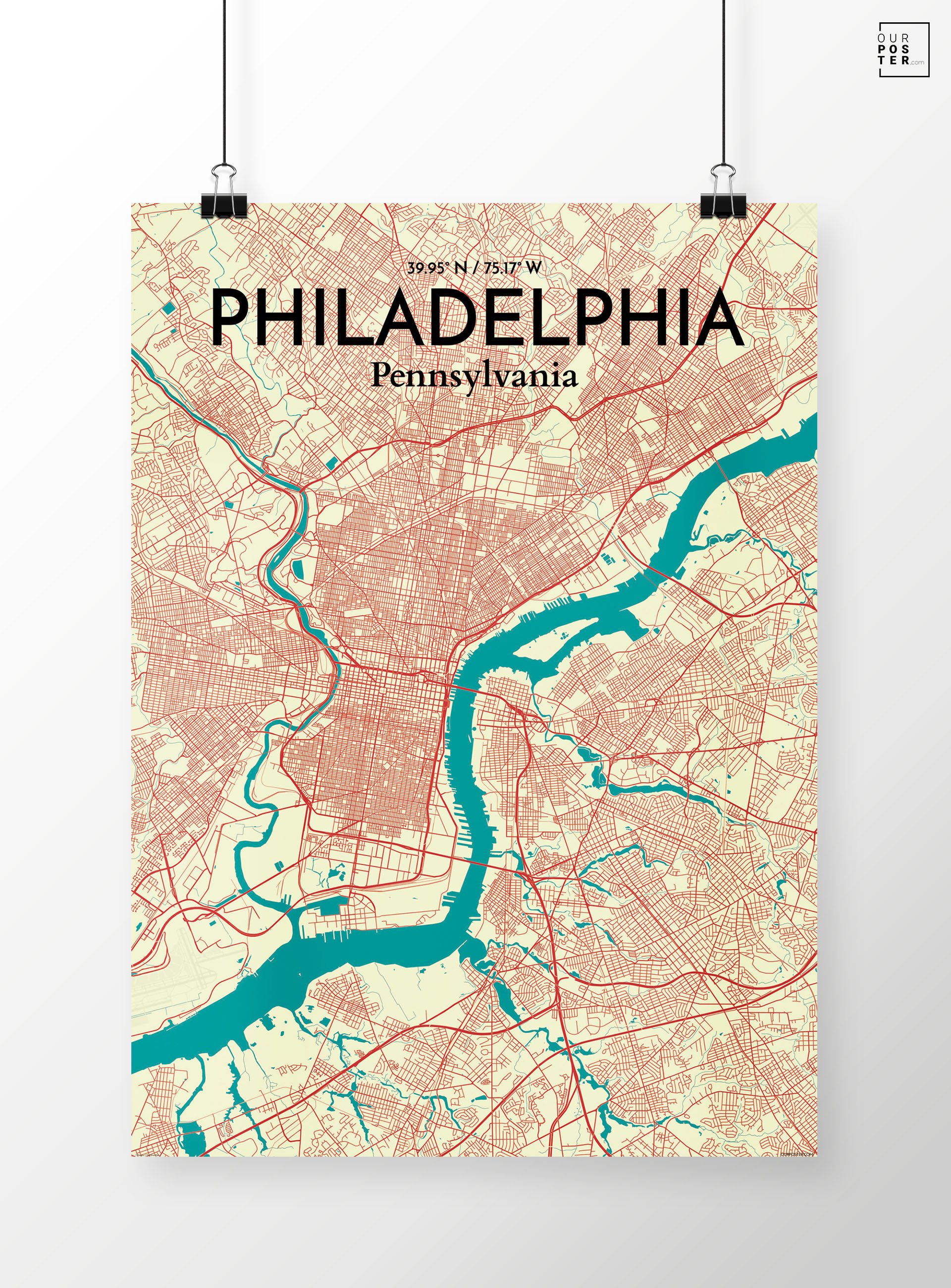 OurPoster.com Philadelphia City Map - Panoramic Graphic Art | Wayfair