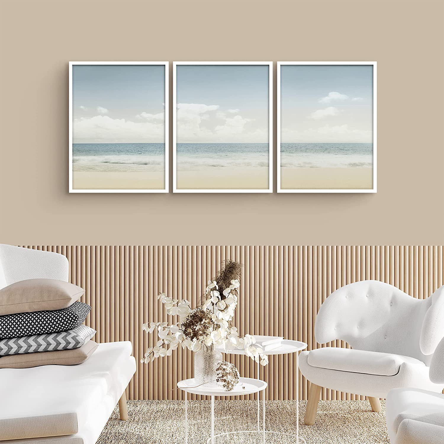SIGNLEADER Colorblocked Beach Horizon And Clouds - 3 Piece Single ...