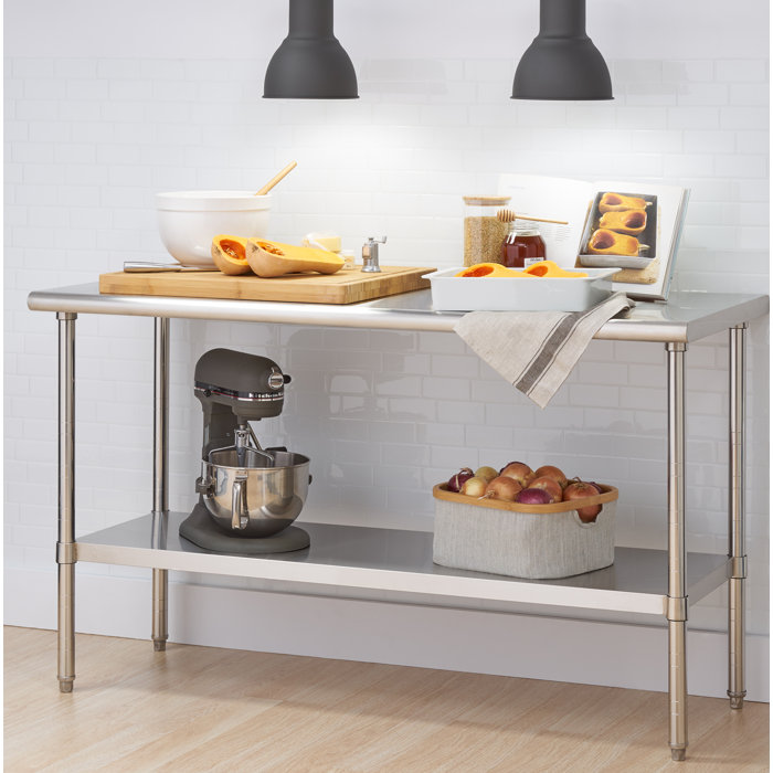 Symple Stuff Christner 60'' Wide Prep Table with Stainless Steel Top ...