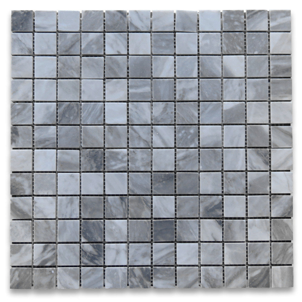 Marble Online Bardiglio 12" x 12" Marble Grid Mosaic Wall & Floor Tile ...