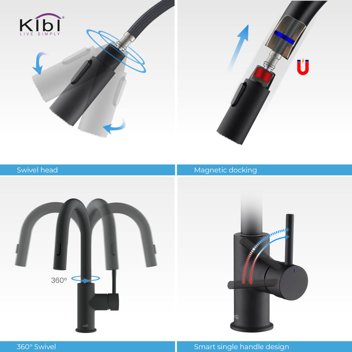 KIBI USA KIBI Luxe Pull Down Kitchen Faucet & Reviews | Wayfair