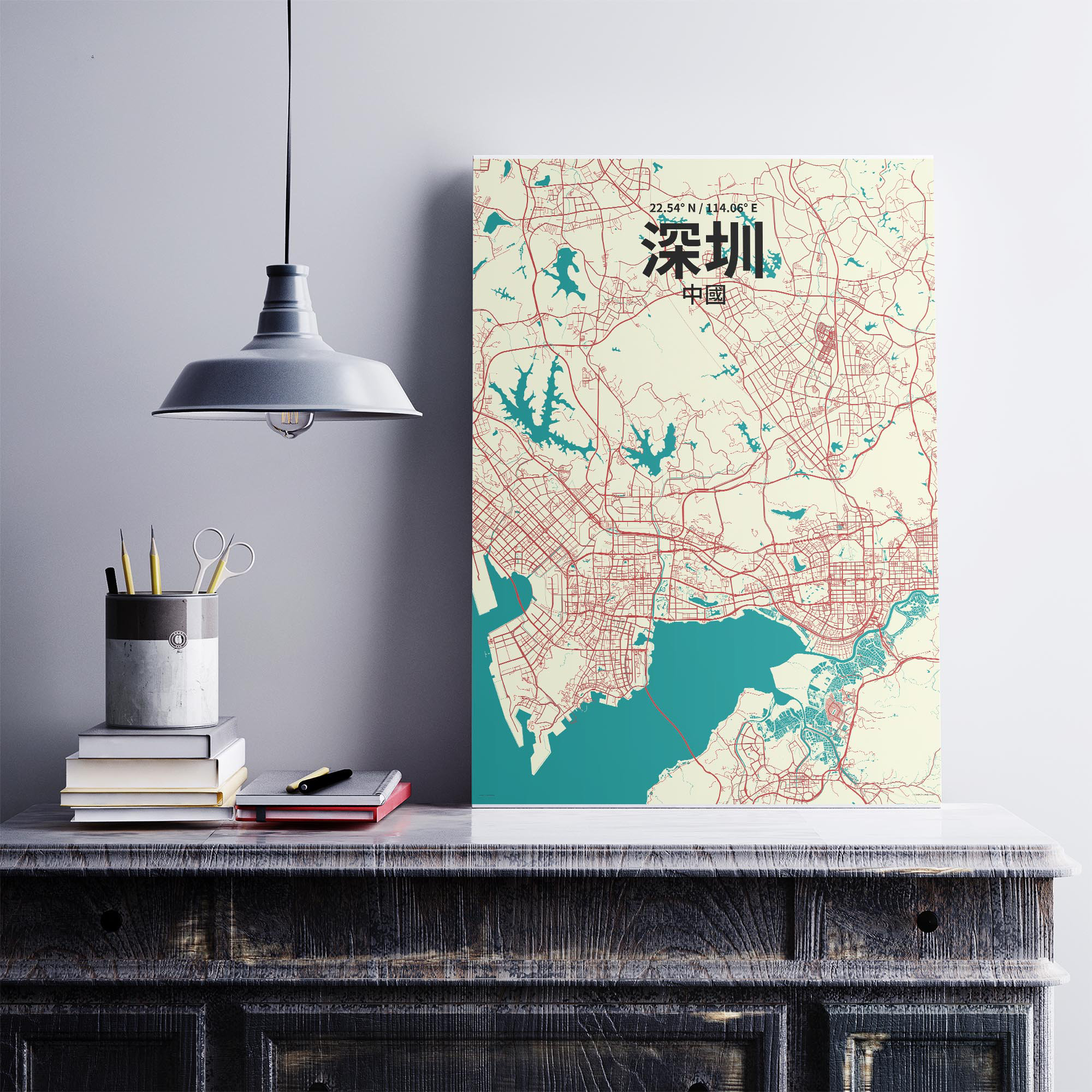 Trinx China City Map Posters Shenzhen China City Map - Unframed Graphic ...