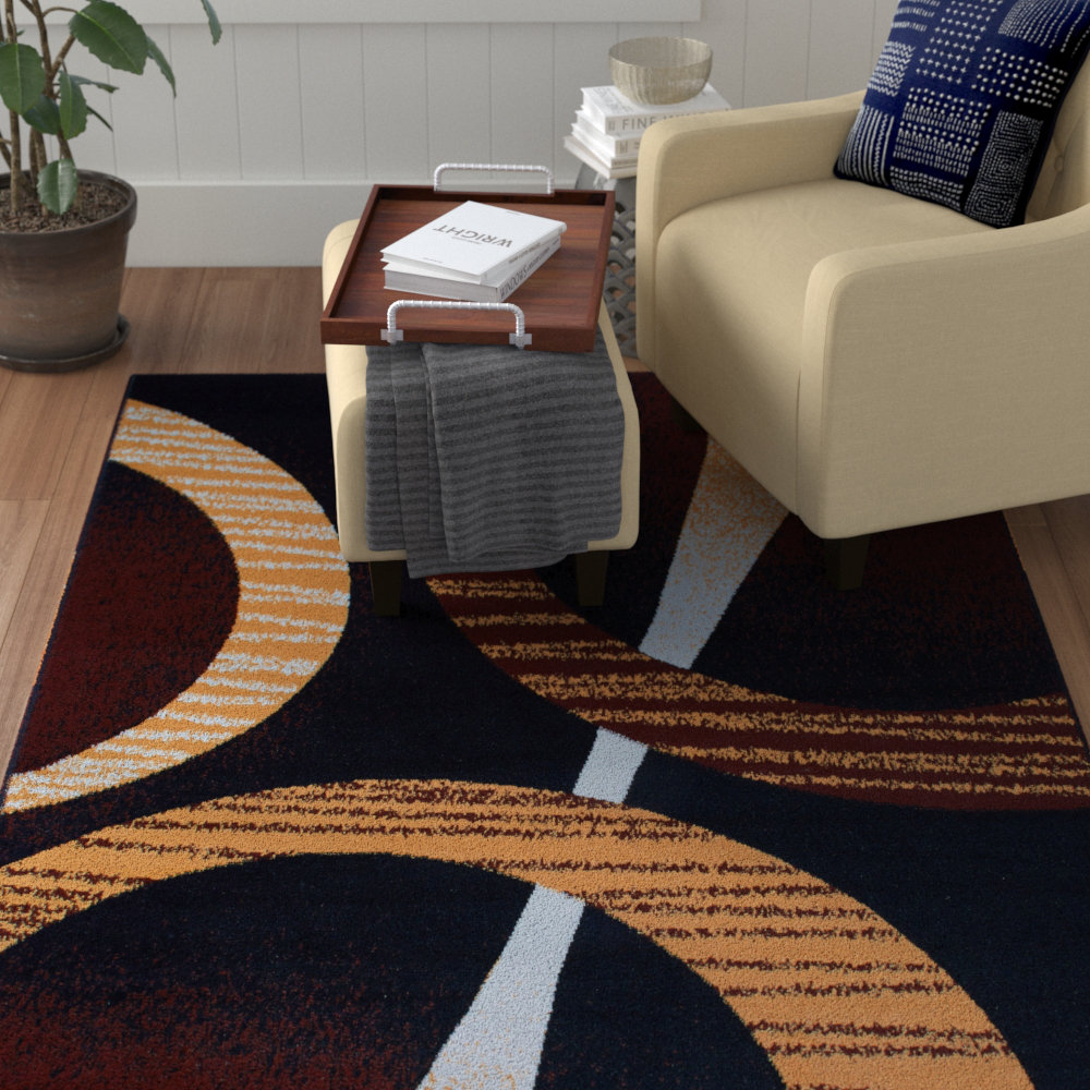 Orren Ellis Simeon Abstract Black/Brown Area Rug & Reviews | Wayfair