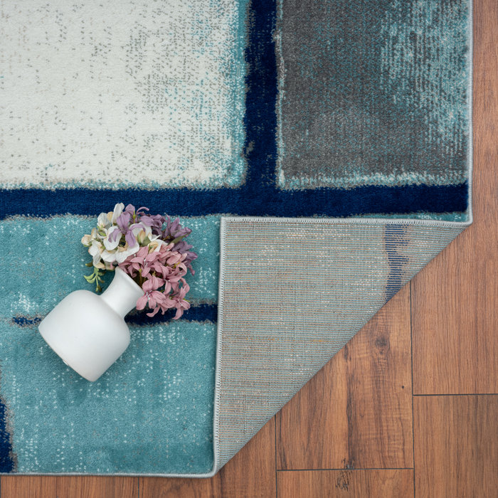 Orren Ellis Alayyan Performance Blue Rug | Wayfair