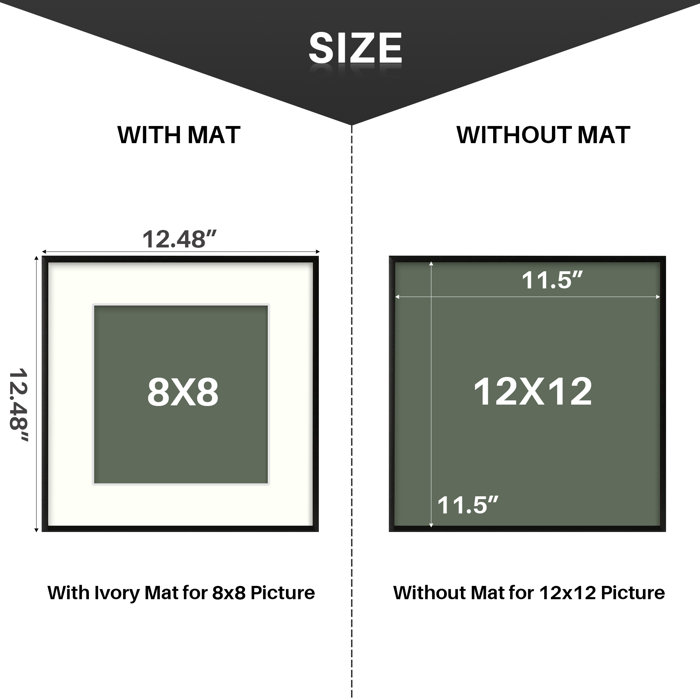 Mercury Row® Perras Black 12"x12 " Matte Metal square photo frame ...