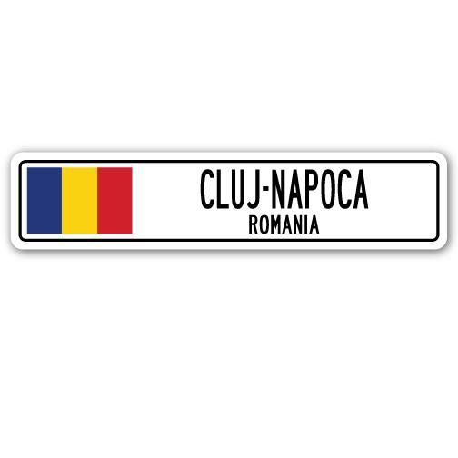 Trinx Adley Cluj-Napoca, Romania Flag Aluminum Street Sign | Wayfair
