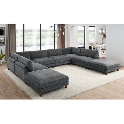 Wade Logan® 8 - Piece Upholstered Sectional & Reviews | Wayfair
