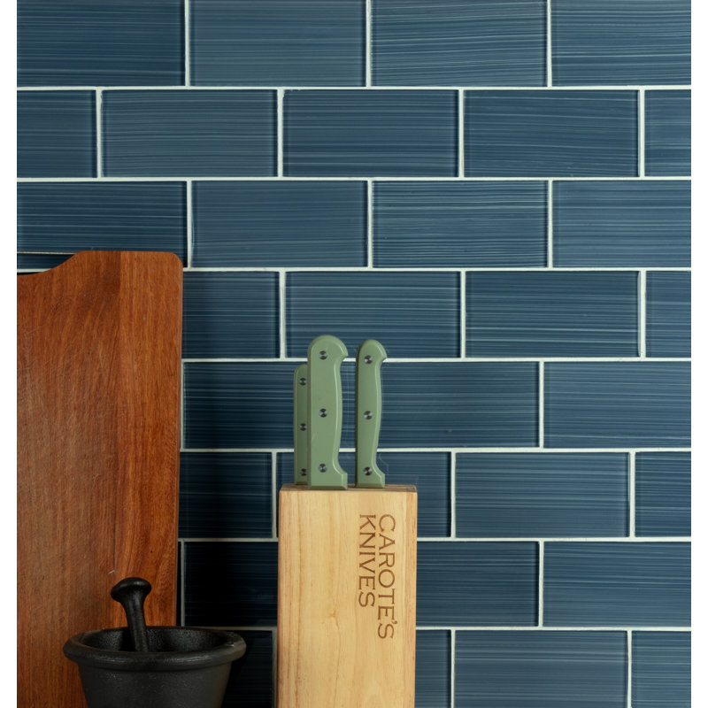 WS Tiles Premium Hand Painted 3" x 6" Straight Edge Glass Mosaic Subway ...