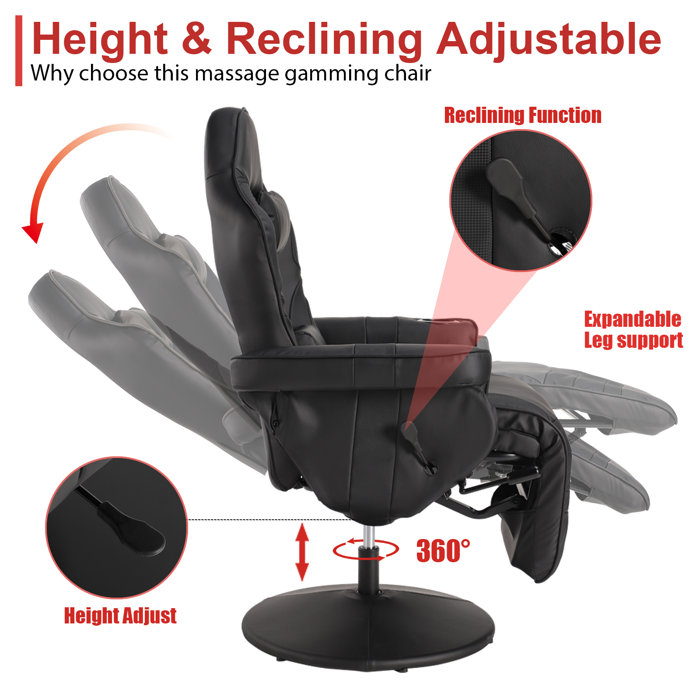 Inbox Zero Adjustable Reclining Faux Leather Swiveling PC & Racing Game ...