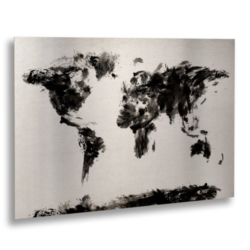 Wrought Studio Abstract Map On Metal by Michael Tompsett Print | Wayfair