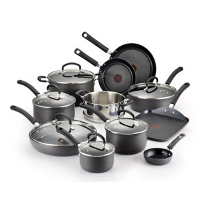T-fal Ultimate Hard Anodized Aluminum Nonstick Cookware Set, 17 piece ...