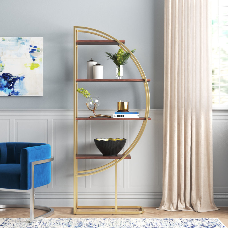 Willa Arlo Interiors Belote 76'' H x 31.5'' W Steel Geometric Bookcase ...