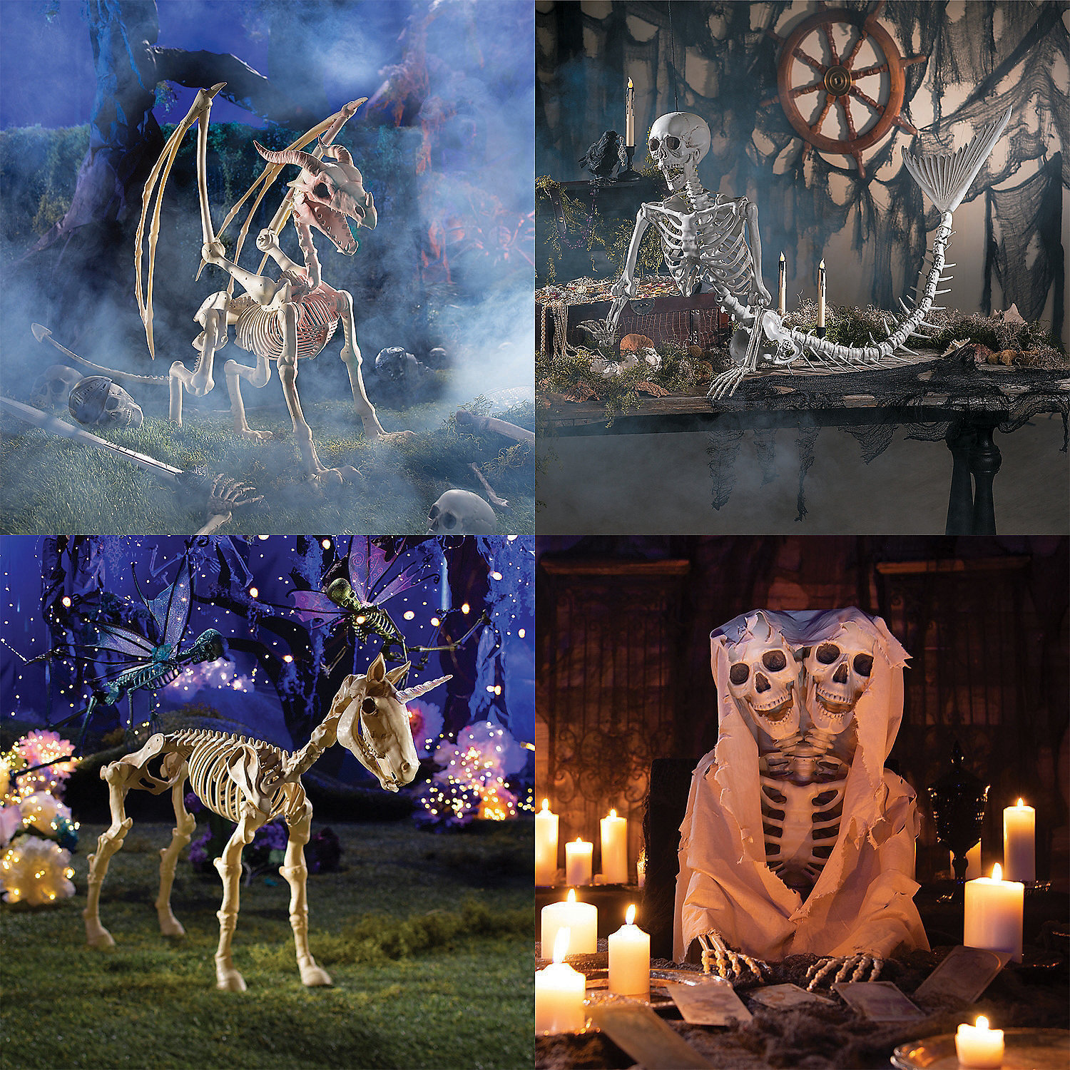 The Holiday Aisle® 4 Piece Halloween Mythical Skeleton Figurine Set ...