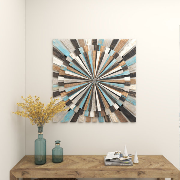 Union Rustic Multi Colored Wood Handmade Carved Starburst Wall Décor 36 ...