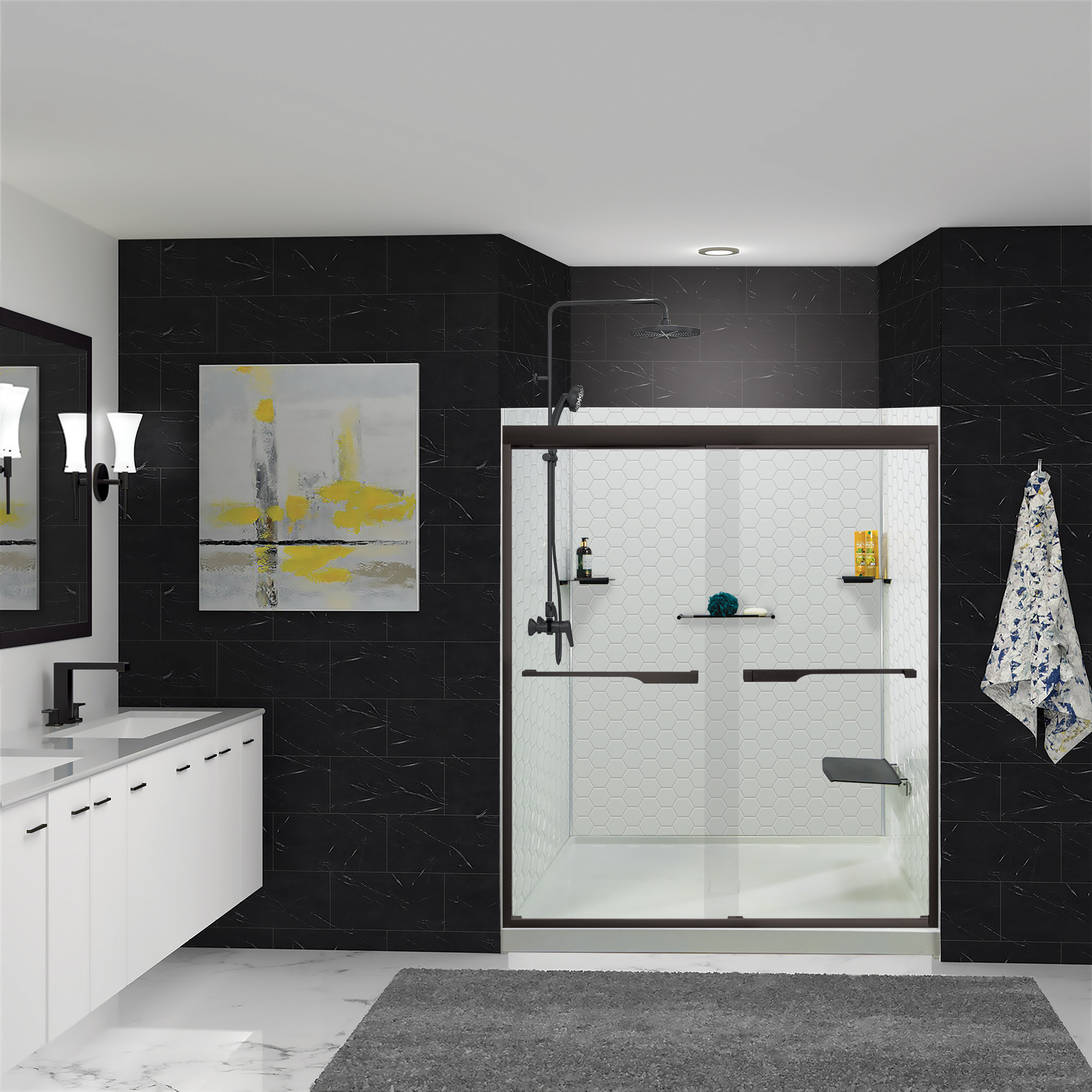 Transolid Prodigy 72" H x 36" D Three Panel Shower Wall | Wayfair