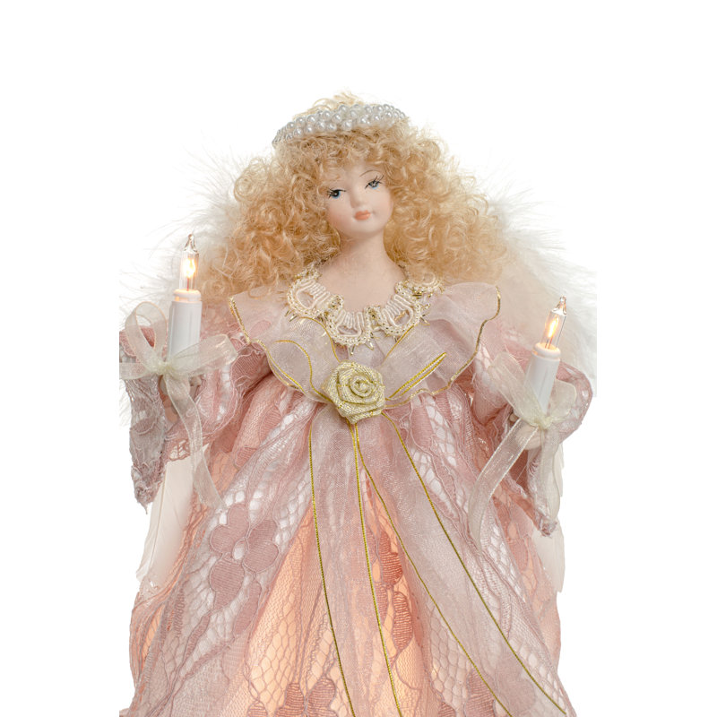 The Holiday Aisle® Angel with Blonde Curly Hair Tree Topper | Wayfair