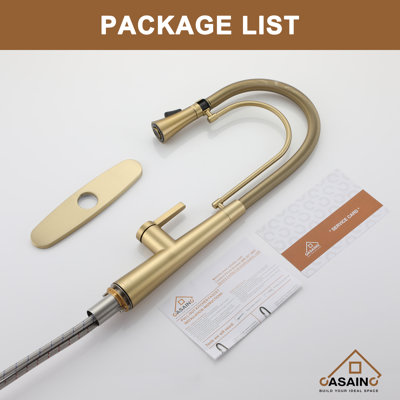 CASAINC Spring Neck Standard Kitchen Faucet with Dual-Function spray ...