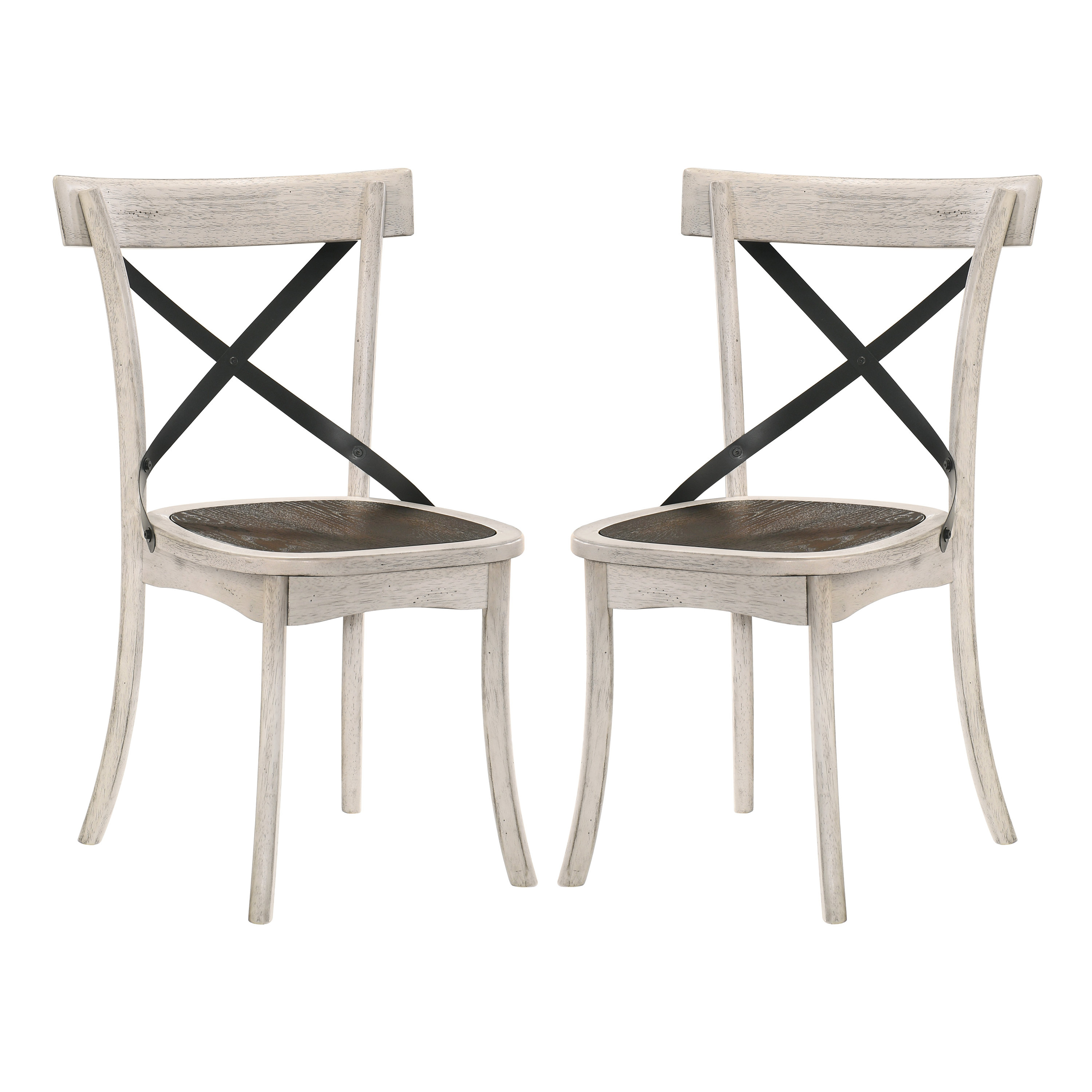 August Grove® Stathelle Cross Back Side Chair in Antique White | Wayfair