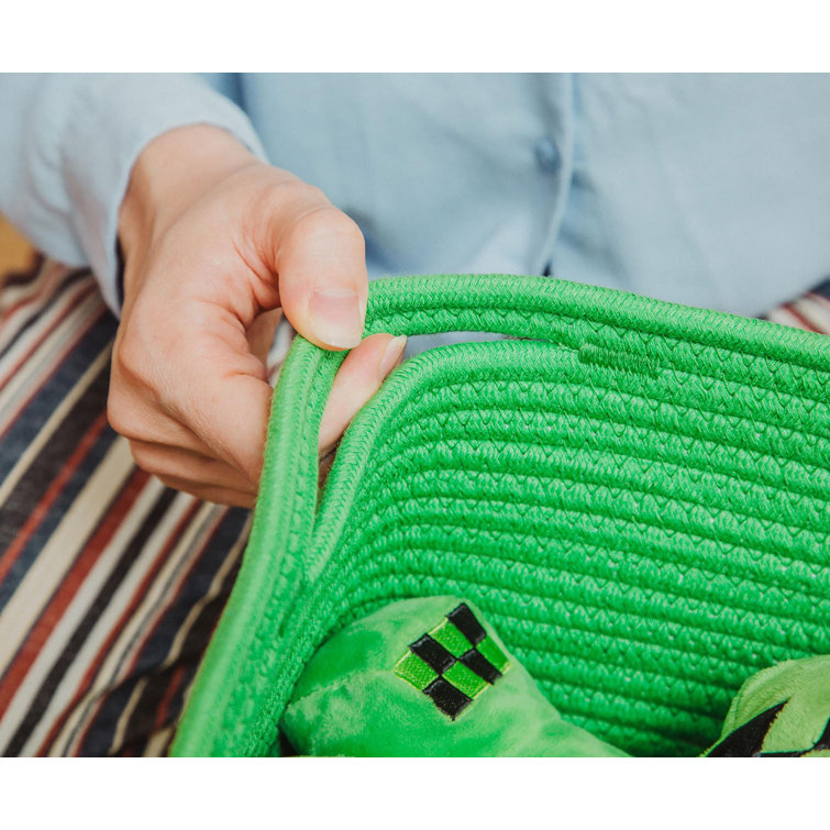 Ukonic Minecraft Green Creeper Woven Cotton Rope Hamper Storage Basket ...