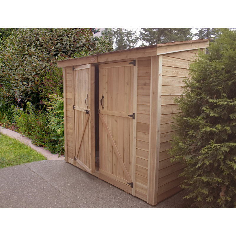 Outdoor Living Today 8 ft. W x 4 ft. D Double Door Cedar Wood Storage ...