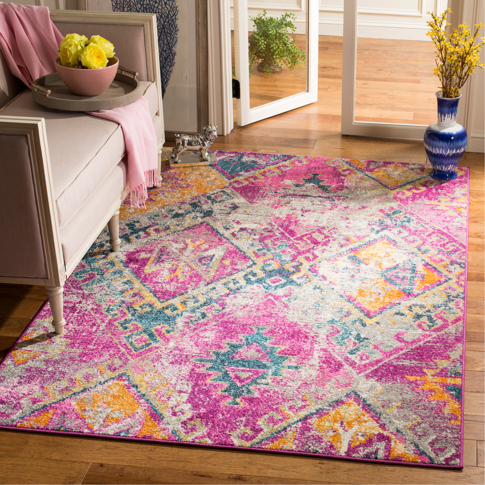 Langley Street Felty Flatweave Performance Fuchsia Rug & Reviews | Wayfair