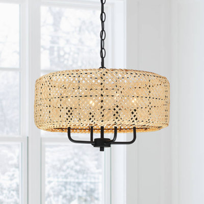 Bay Isle Home Nemeth 4 - Light Rattan Dimmable Drum Chandelier ...