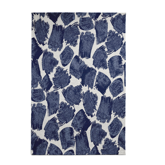 Wrought Studio Almere Abstract Navy Area Rug | Wayfair