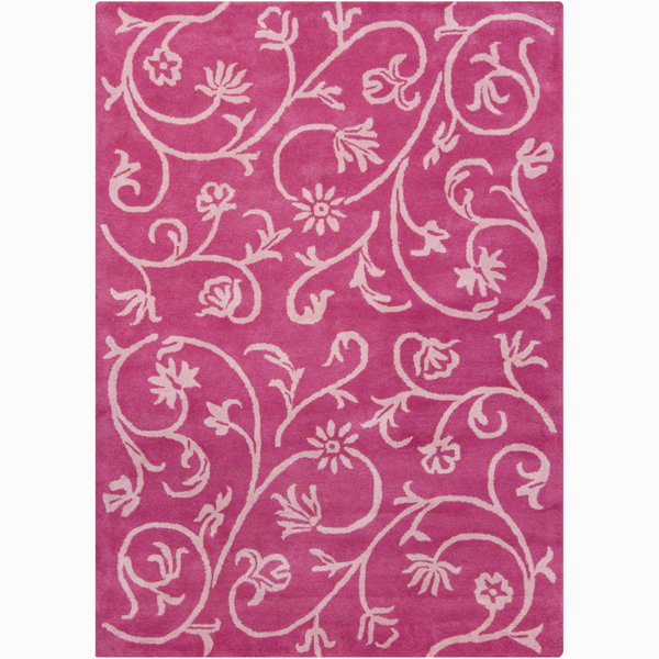 Chandra Bajrang Floral Handmade Tufted Wool Pink Area Rug & Reviews ...