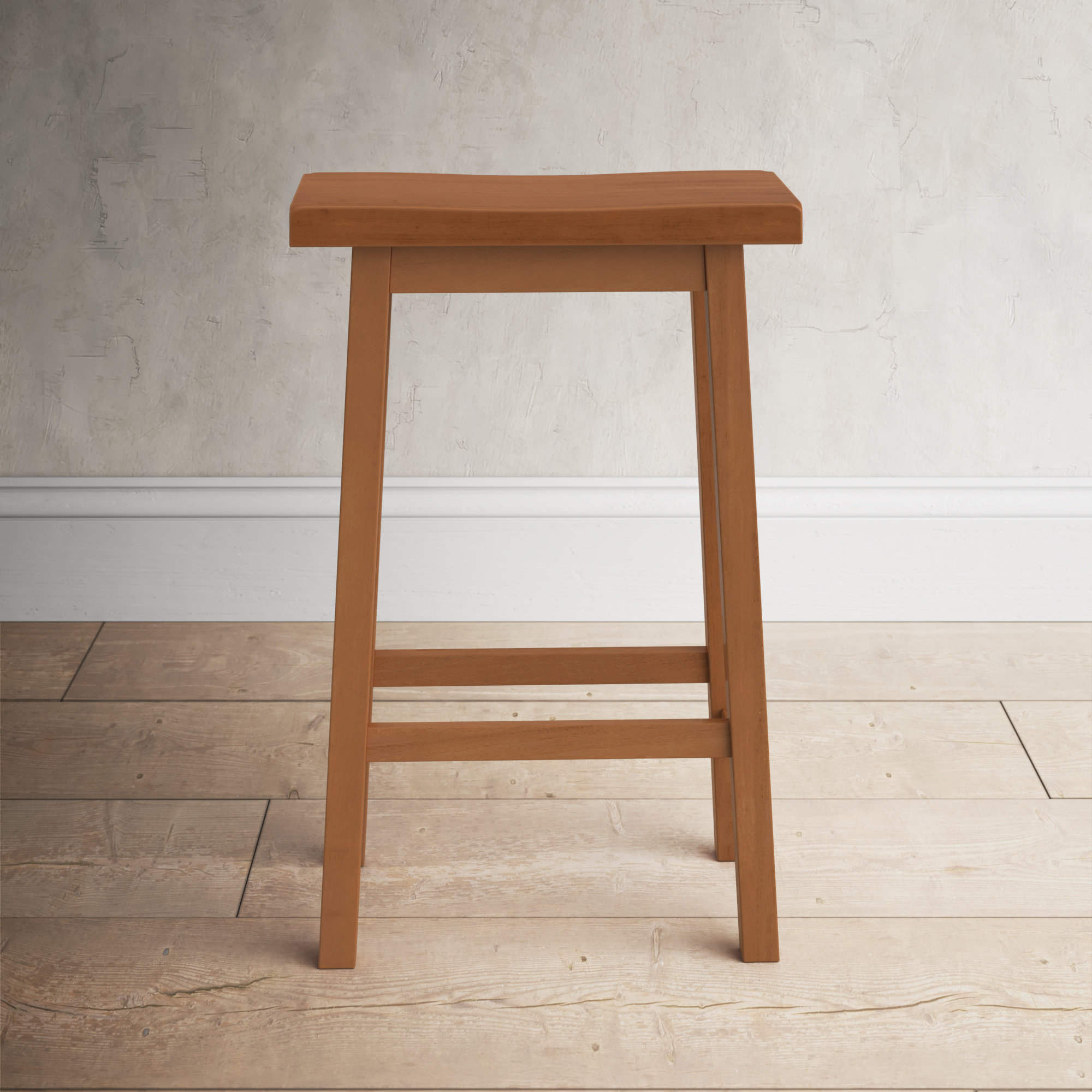 Birch Lane™ Cress Wooden Counter Height Stool with Saddle Seat, Walnut ...