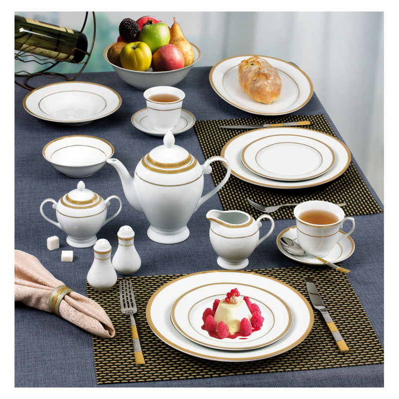 Lorren Home Trends Porcelain China Dinnerware Set - Service for 8 ...