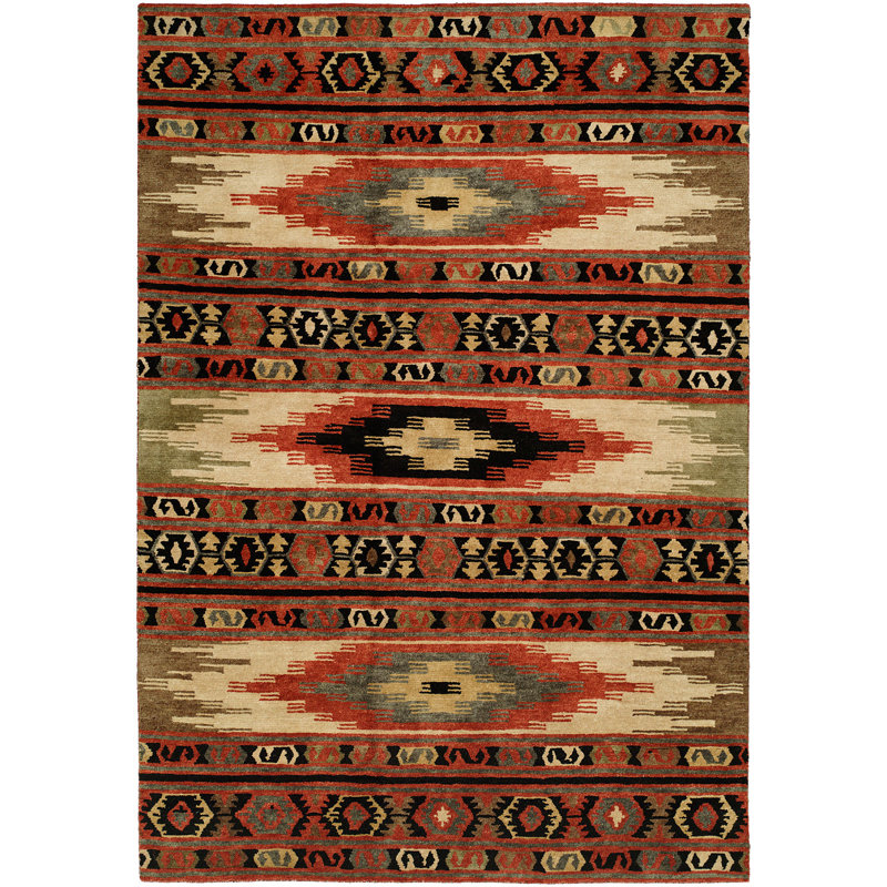 Loon Peak® Bowes Handmade Hand-Knotted Wool Red Rug | Wayfair