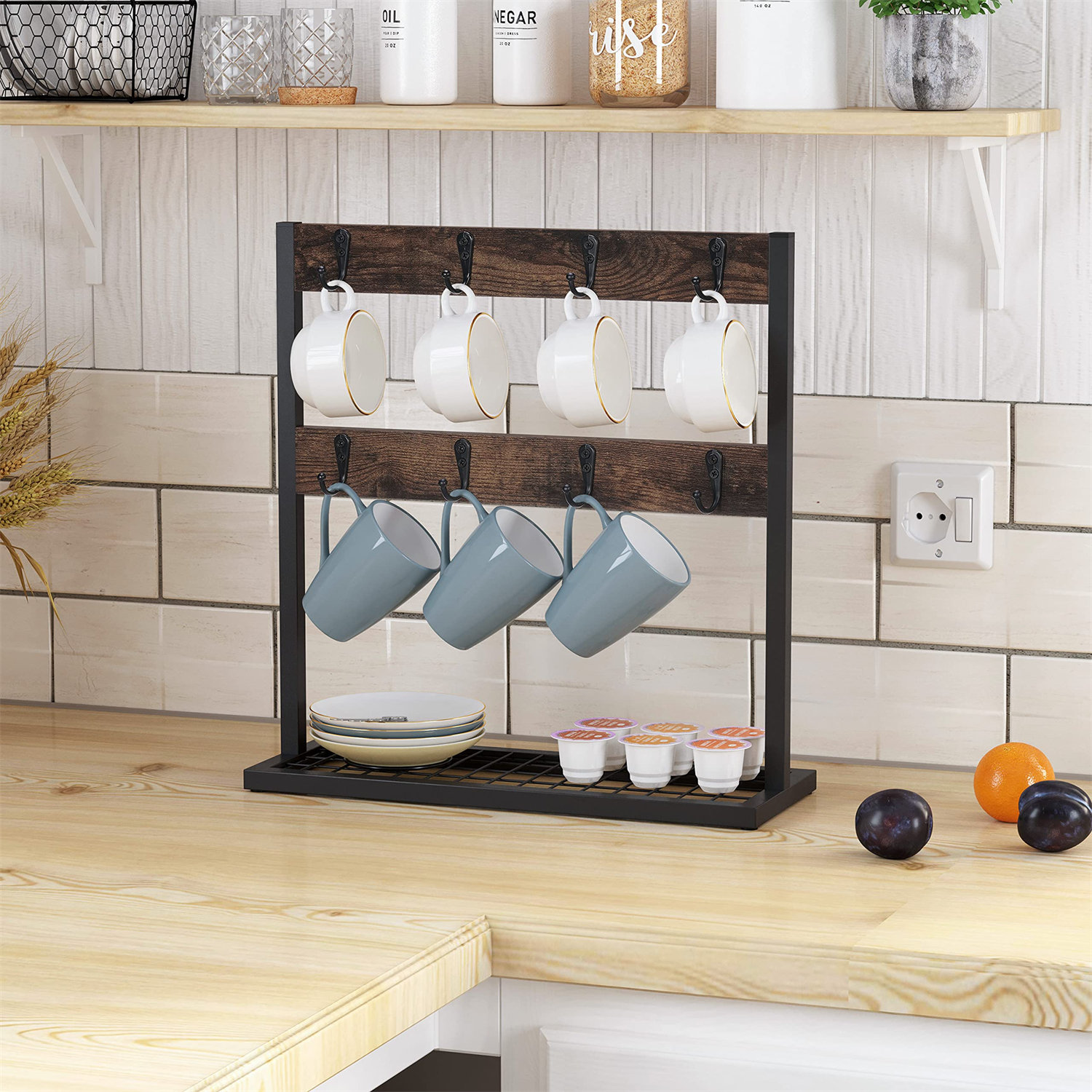 Levi Beer Coffee Mug Holder Stand Countertop With 16 Hooks, 2 Tier ...