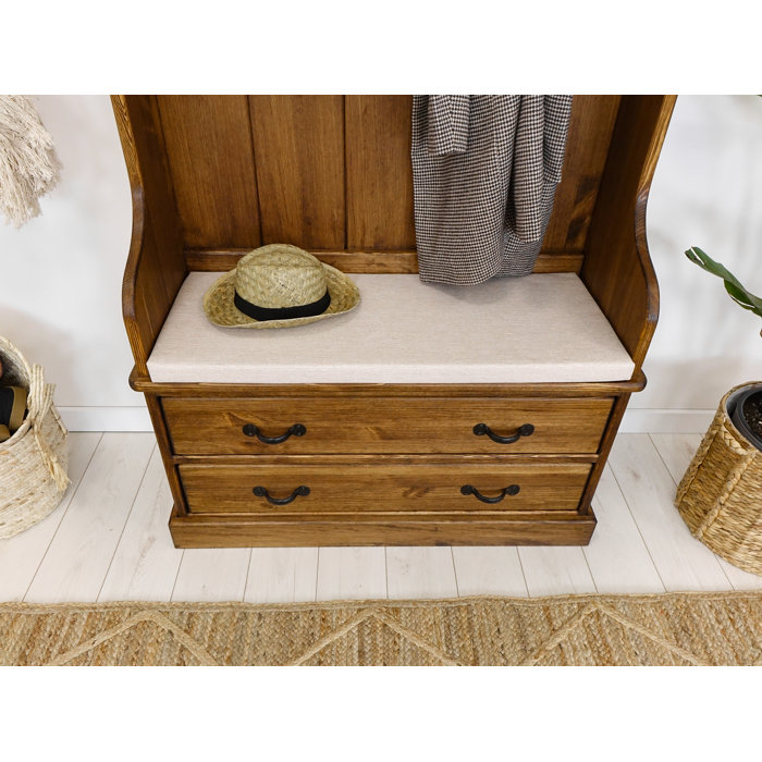 Three Posts Brundidge Pine Solid Wood Hall Tree with Bench and Shoe ...
