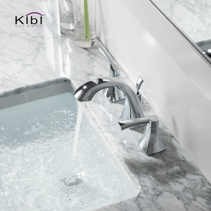 KIBI USA Pyramid Widespread Faucet 2-handle Bathroom Faucet with Drain ...