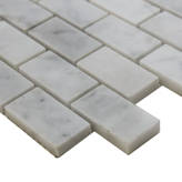 MatrixStoneUSA Carrara 1" x 2" Marble Basketweave Mosaic Wall & Floor ...