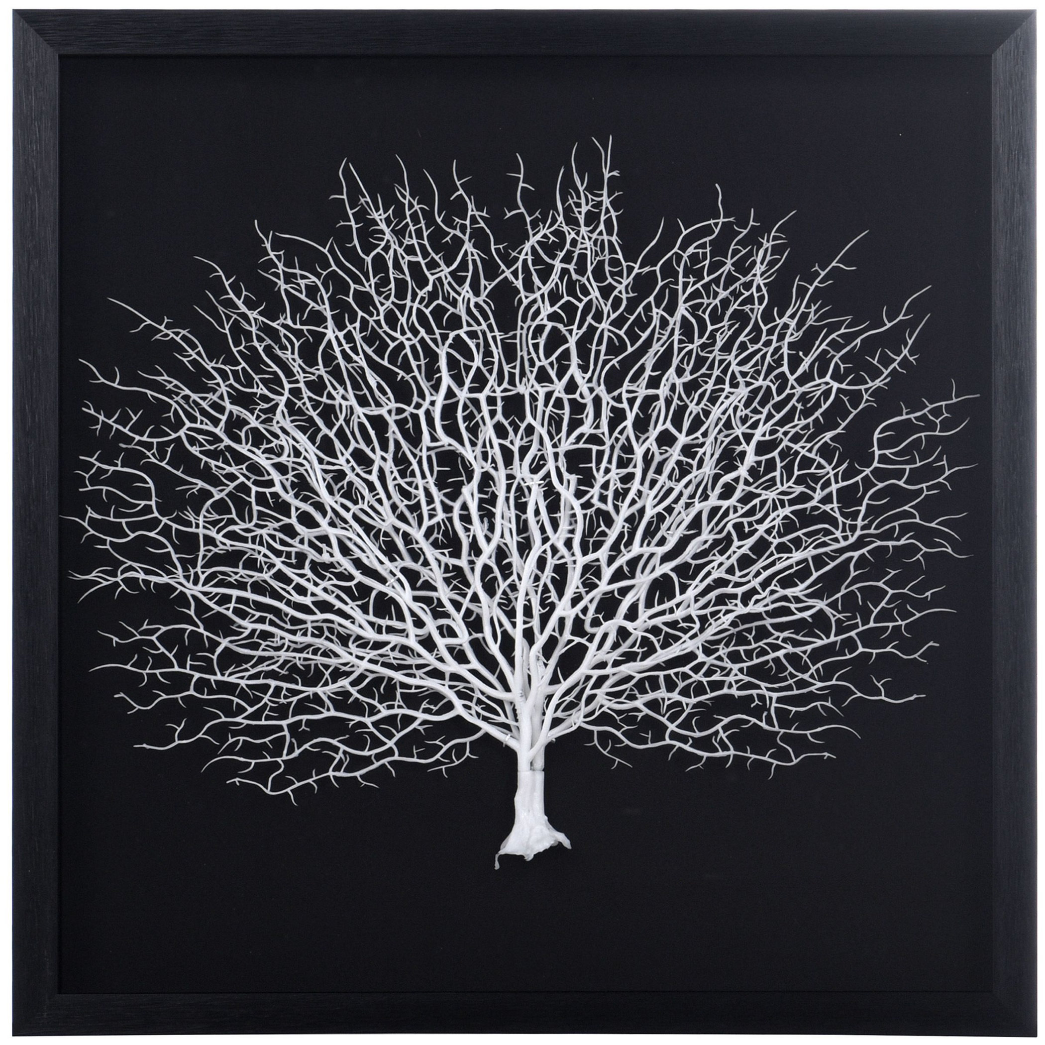 Wildon Home® White Tree on Black Background Shadow Box - Shadow Box ...