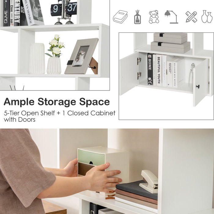 Millwood Pines Niklaus 72'' H x 9'' W Geometric Bookcase | Wayfair