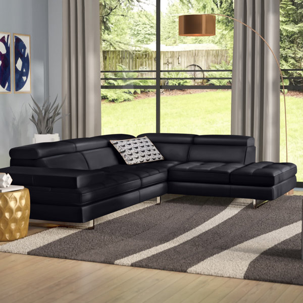 Wade Logan® Hugo 2 - Piece Leather Sectional & Reviews | Wayfair