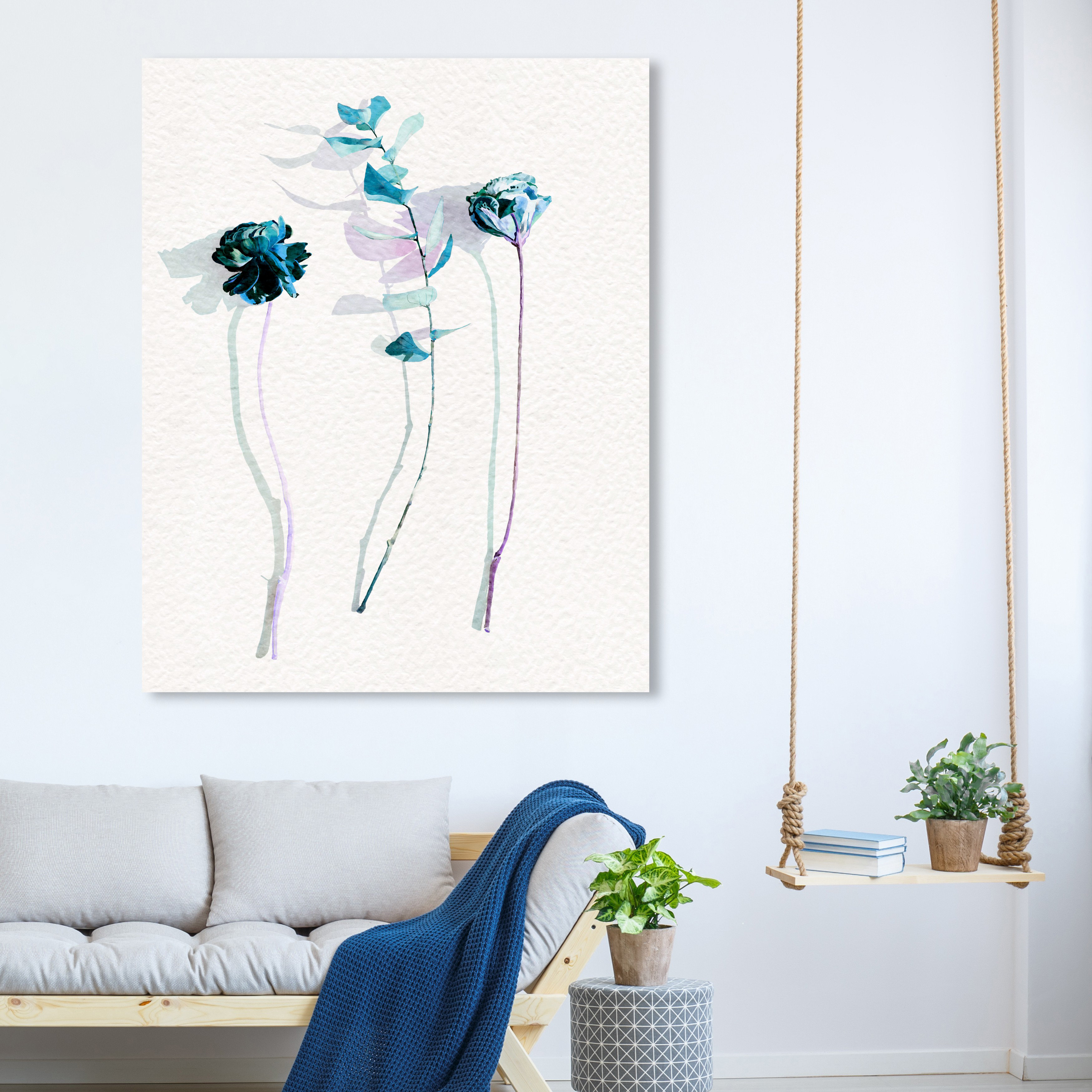 Oliver Gal Blue Watercolor Flowers by Oliver Gal - Graphic Art | Wayfair