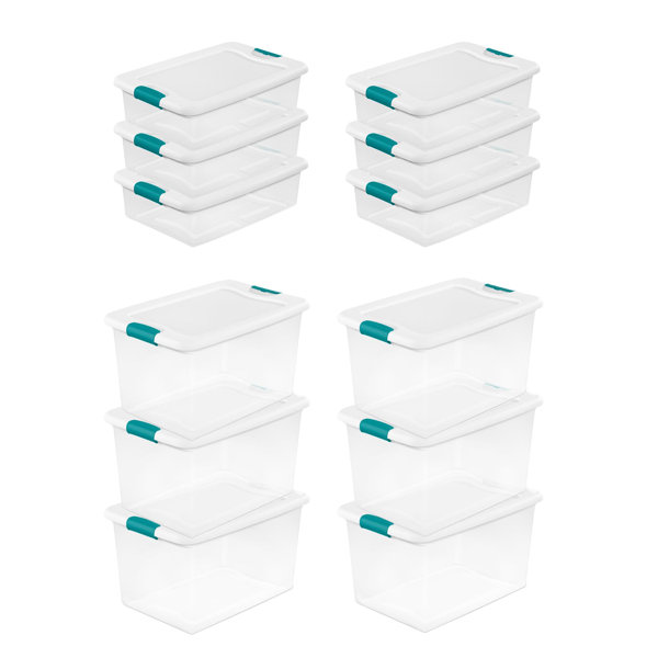 Sterilite 64 Qt Plastic Stacking Container, 6 Pack & 32 Qt Storage ...