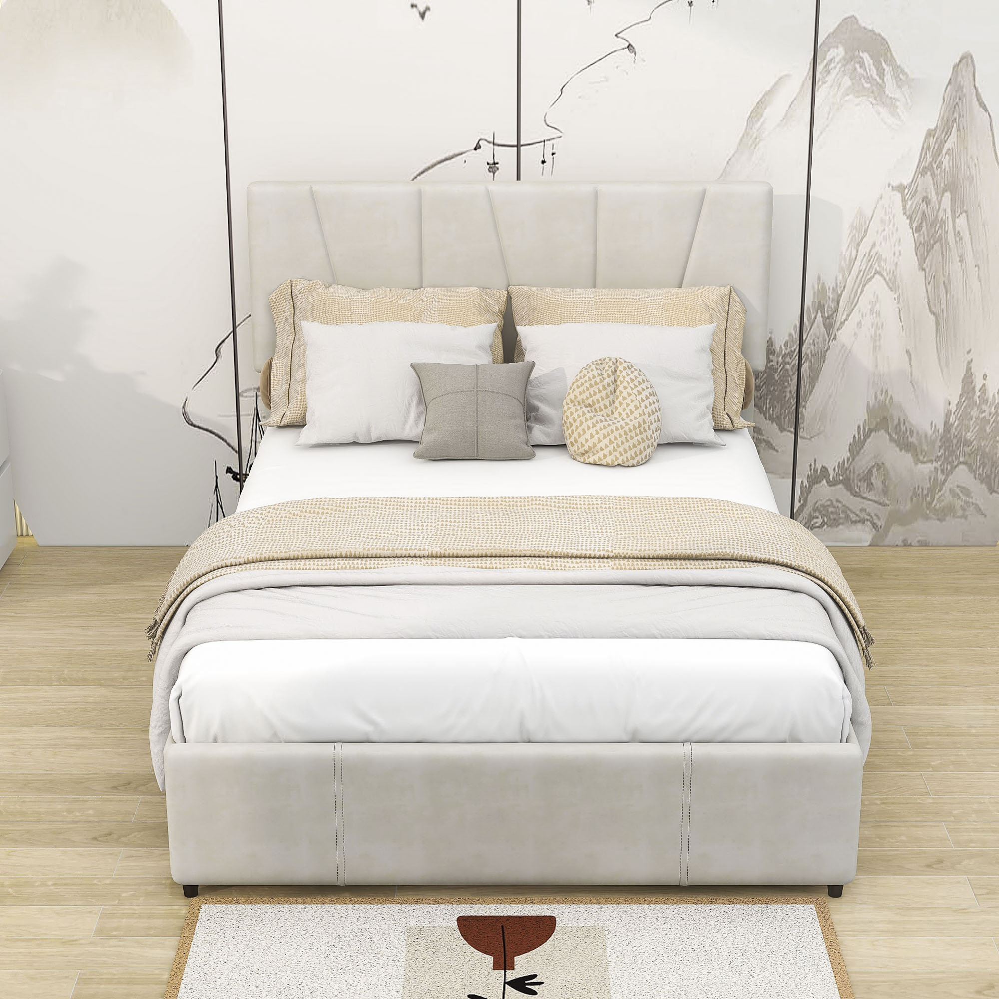 Latitude Run® Upholstered Platform Bed with 4 Drawers and Headboard ...