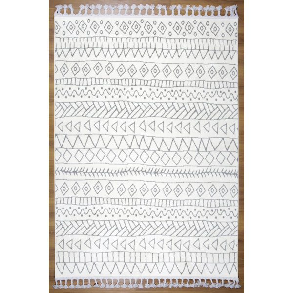 Union Rustic Benny-Lee Machine Woven / Power Loomed Cotton Gray Rug ...