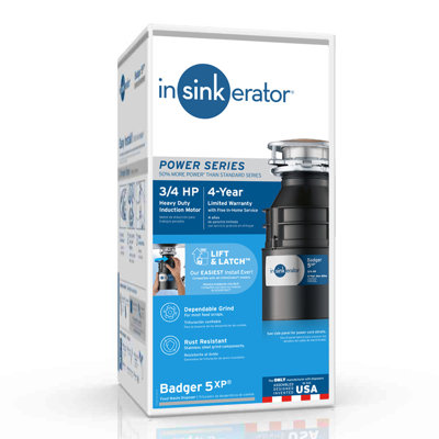 InSinkErator Badger 5XP 3/4 HP Continuous Feed Garbage Disposal ...