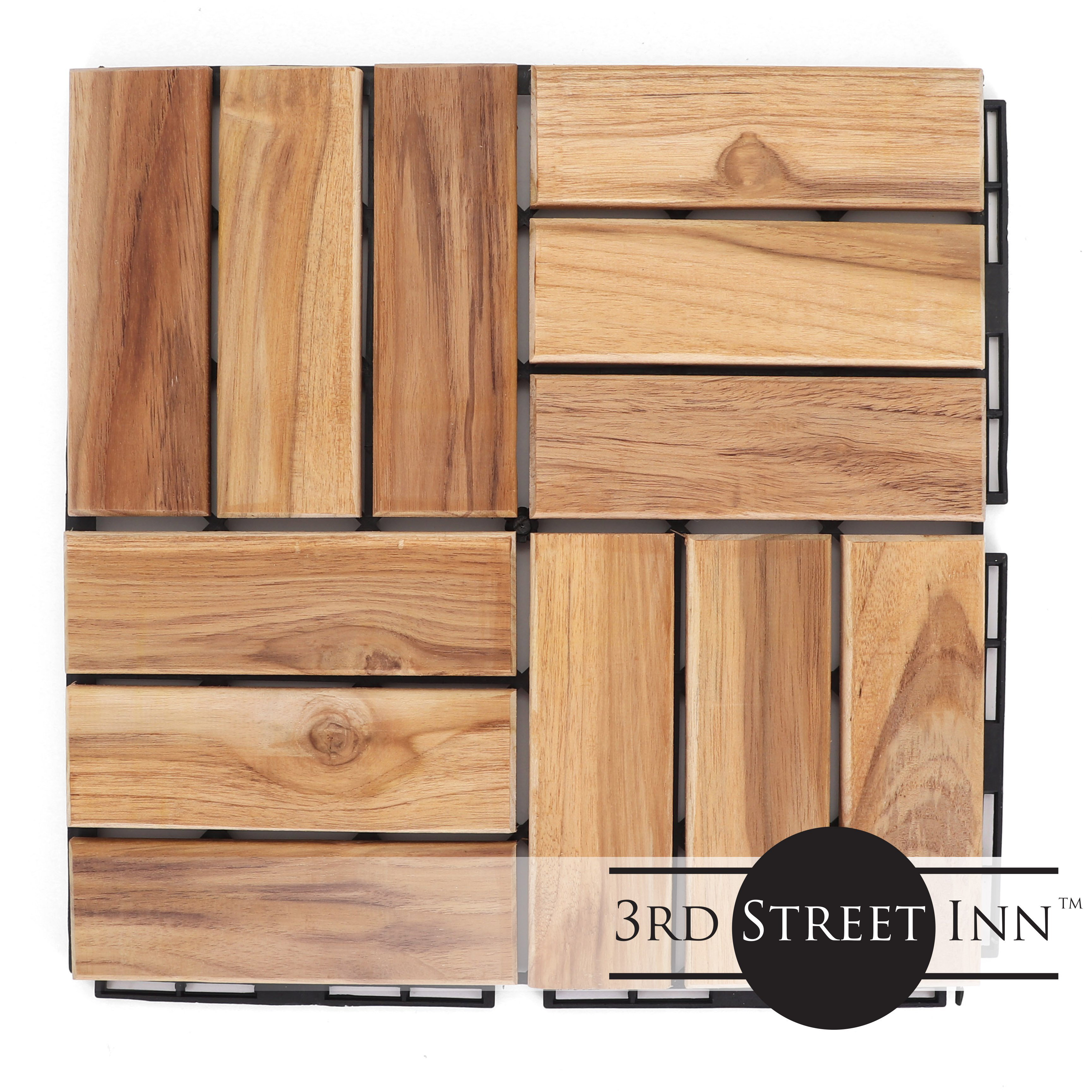 3rd Street Inn 12" x 12" Wood Interlocking Deck Tile in Natural | Wayfair