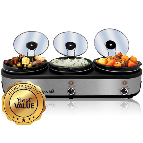Mega Chef 2.5 Qt. Triple Slow Cooker and Buffet Server & Reviews | Wayfair