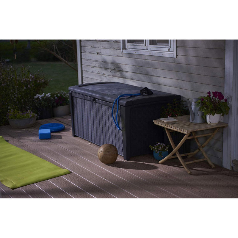 Keter Borneo 110 Gallon Rattan Wicker Resin Patio Deck Storage Box ...