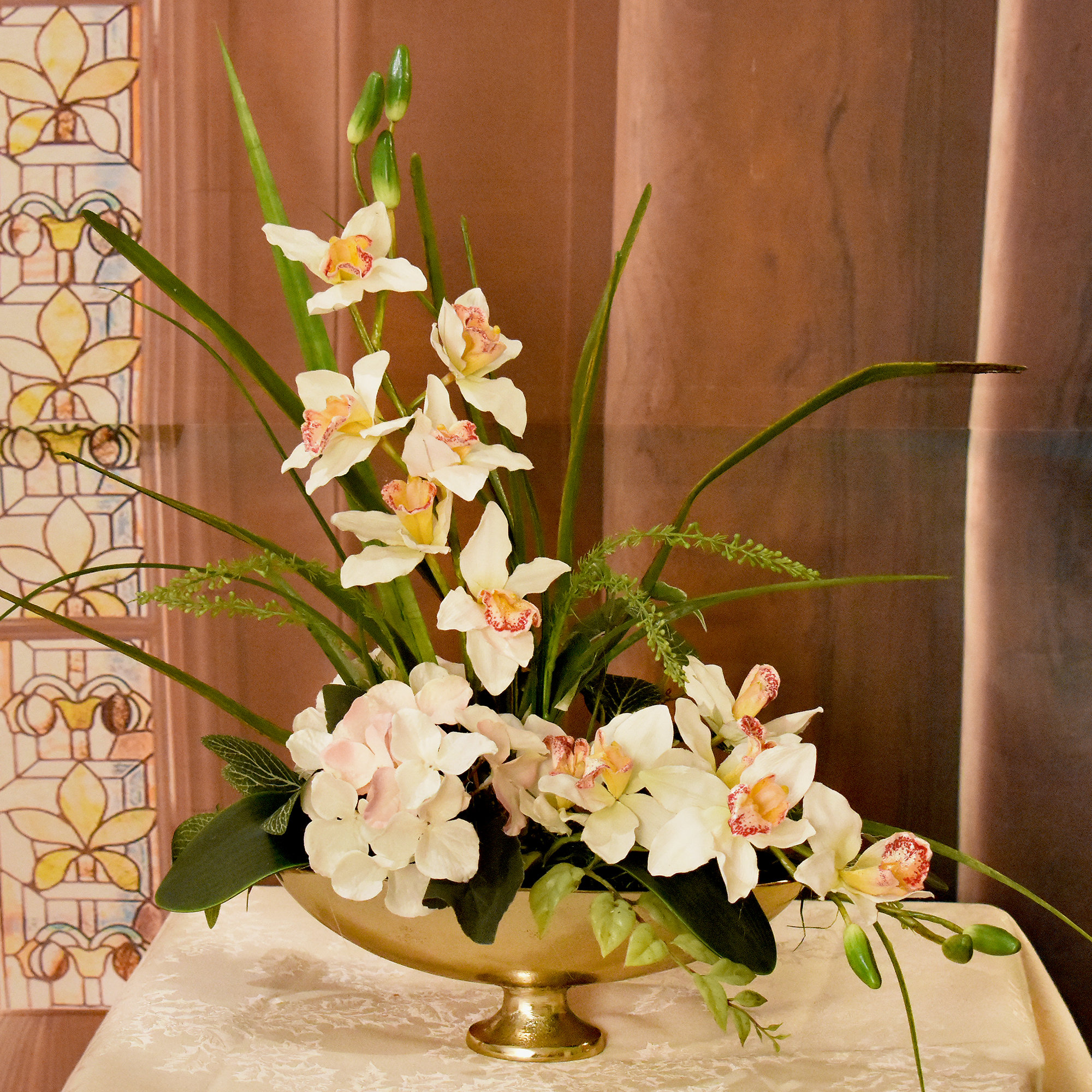 Primrue Orchid Floral Arrangement in Vase | Wayfair